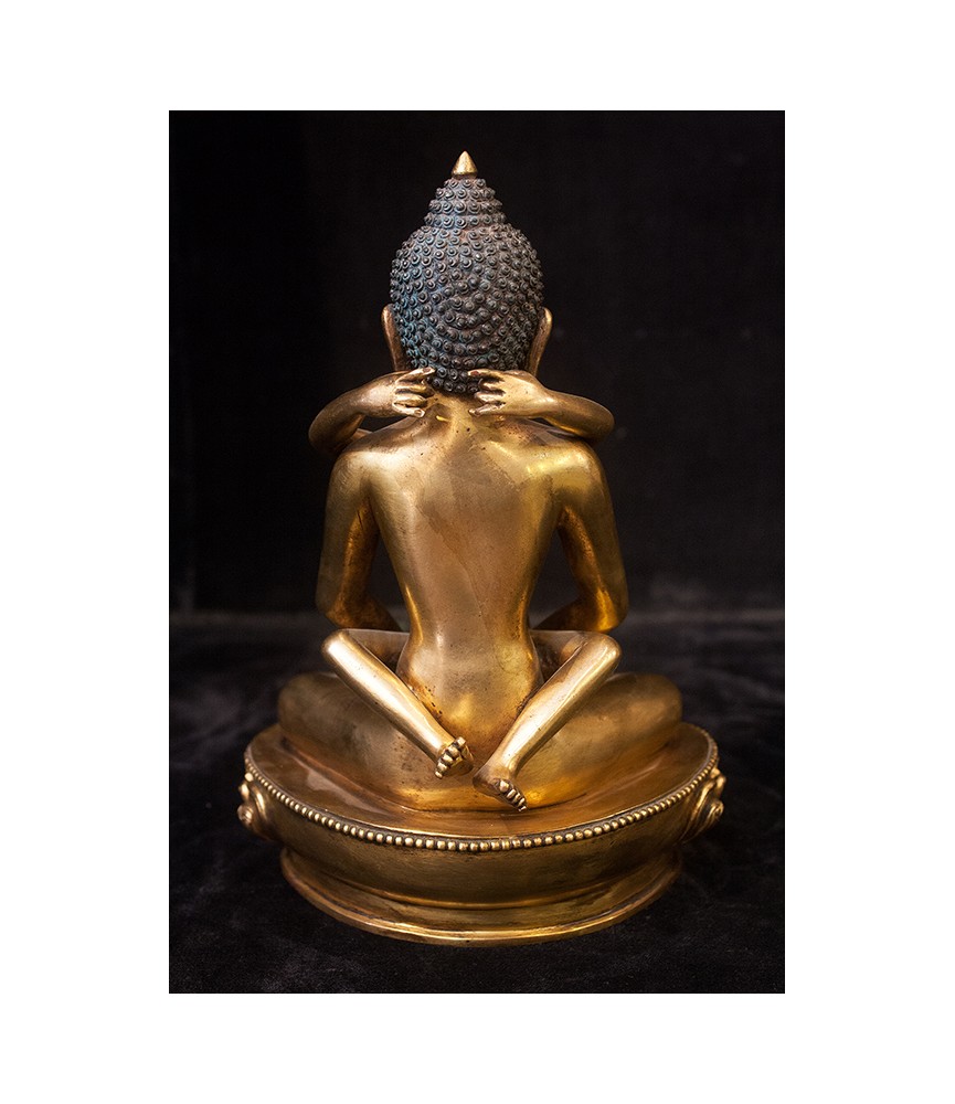 Samantabhadra Antique Full Gold Gilded Copper Statue