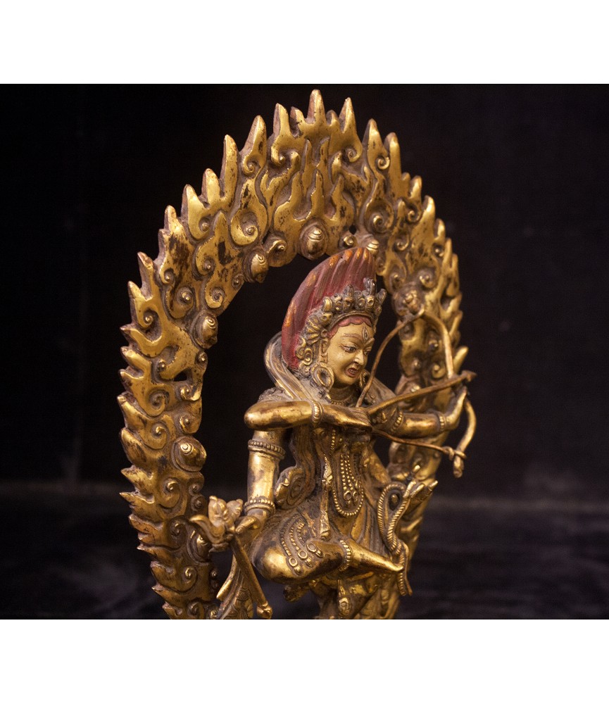 Kurukulla Dakini Gold Gilded Copper Statue