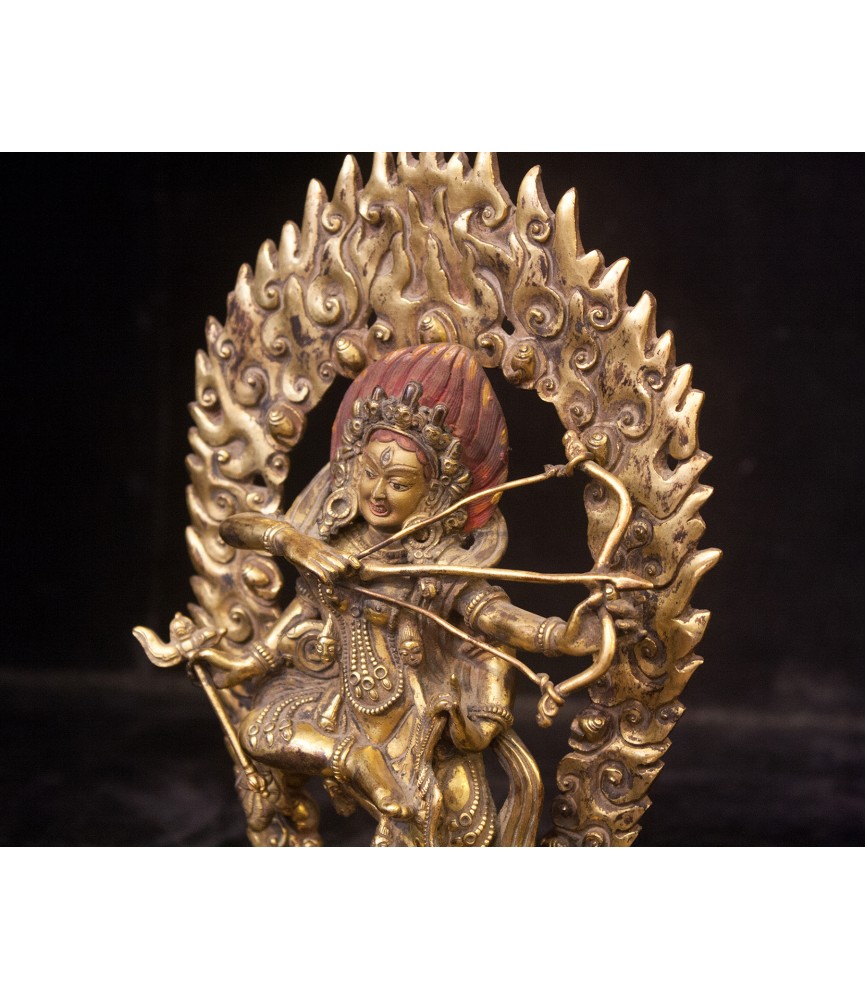 Kurukulla Dakini Gold Gilded Copper Statue
