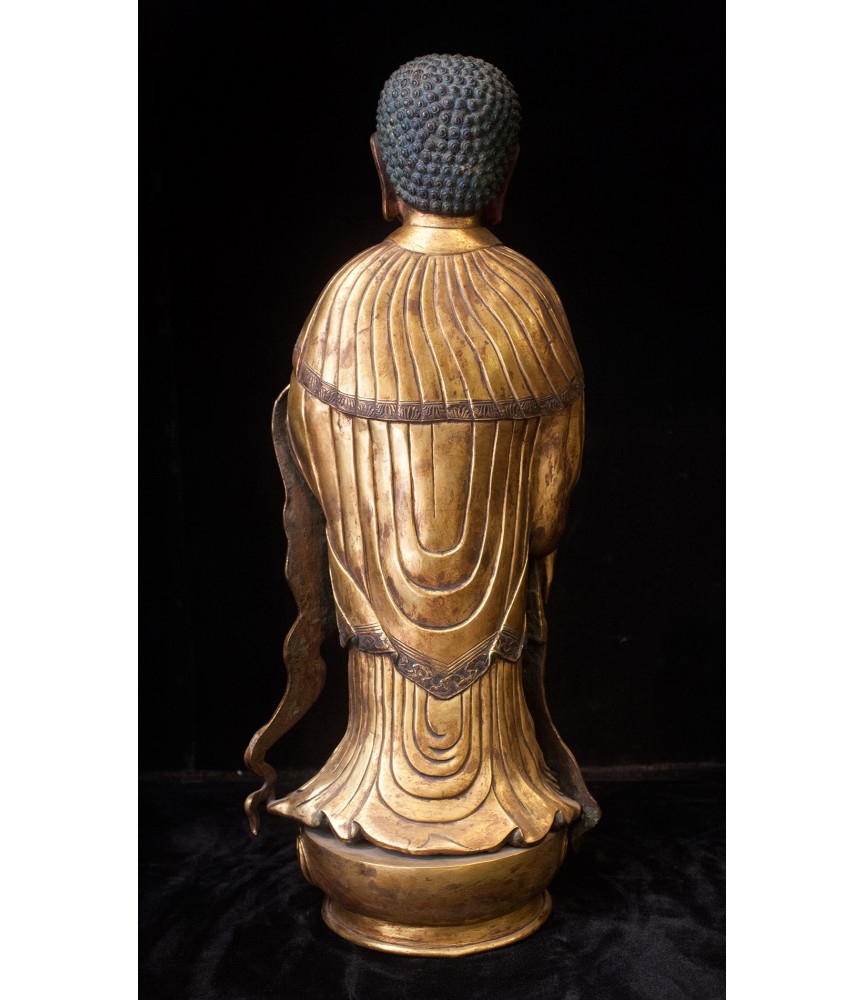 Japanese Buddha Gold Gilded Copper Statue