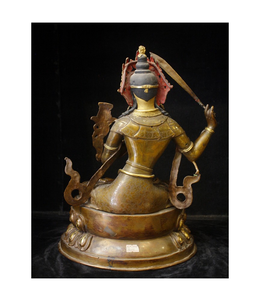 Manjushree Half Gold Gilded Copper Statue